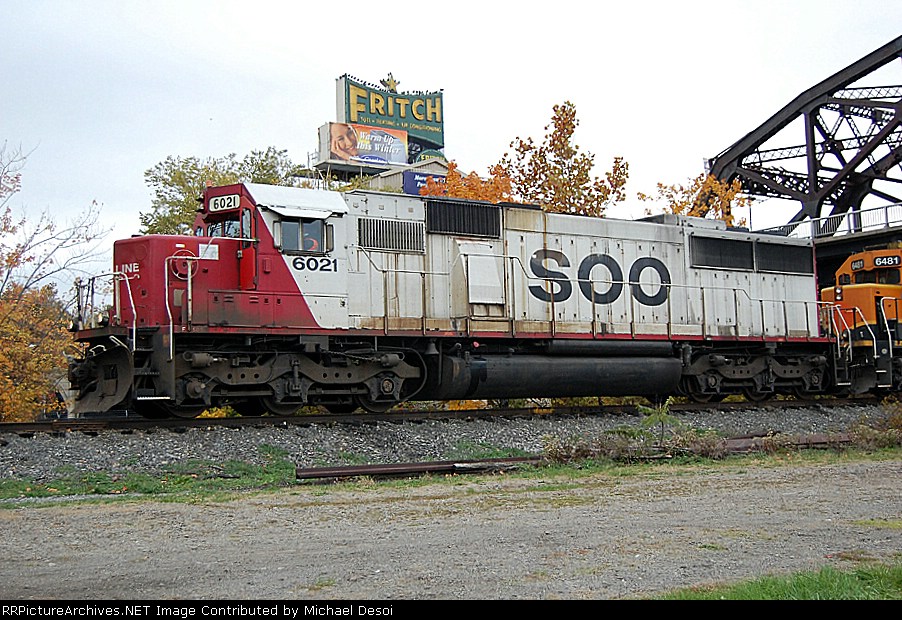 SOO SD-60 # 6021 sits on the Freemansburg Secondary